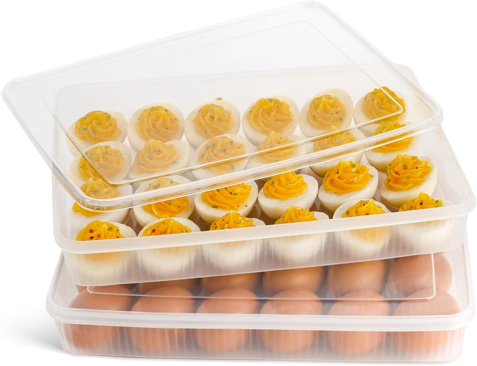 Amazon.com: 77L Deviled Egg Containers with Lid, (Set of 2), Plastic ...
