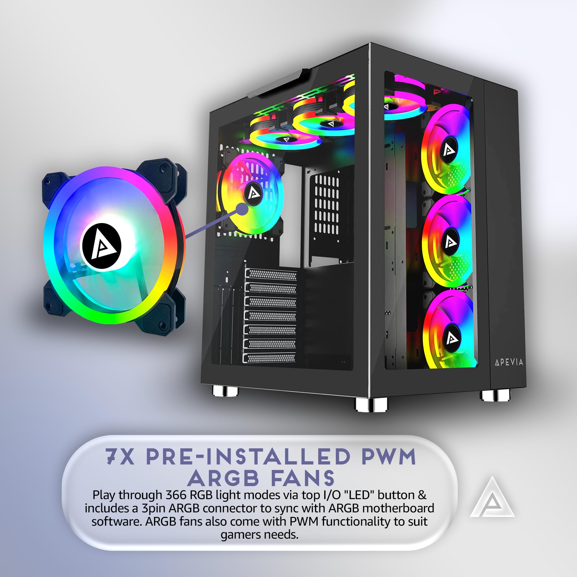 Snapklik.com : Apevia Prism-Elite-BK Prism Elite Mid Tower ATX Gaming ...