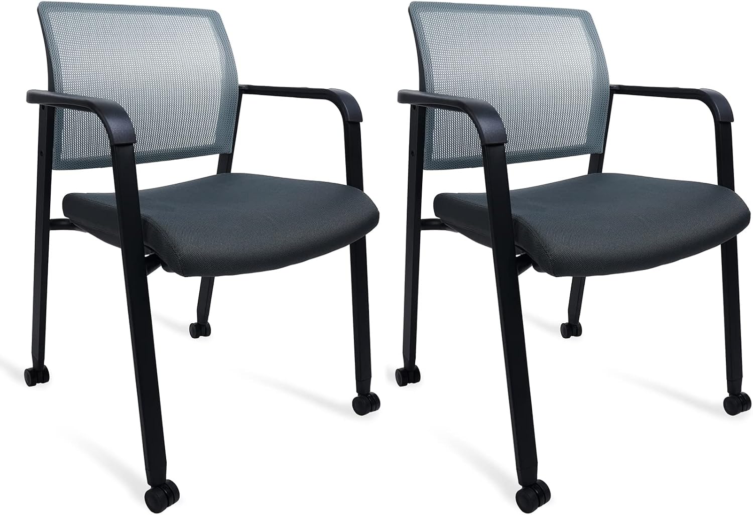 Amazon.com: CLATINA Mesh Back Guest Reception Arm Chairs with Wheels ...