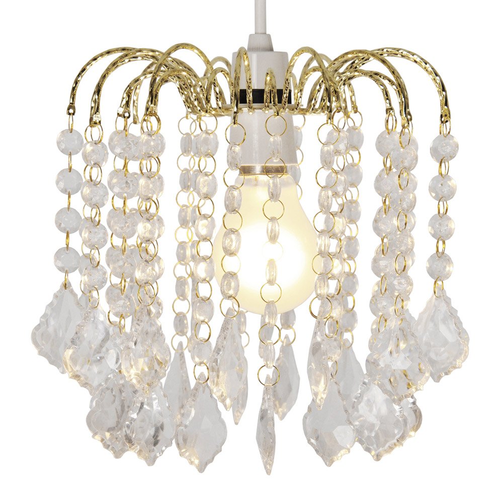 Gold & Glass Crystal Effect Ceiling Pendant Light Shade : Amazon.co.uk ...