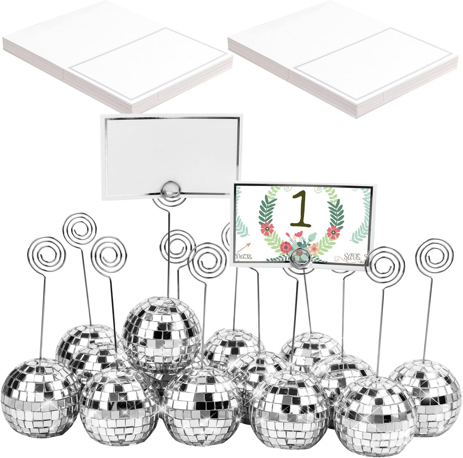 Amazon.com: 75 Pcs Disco Ball Table Number Holders, Mirror Ball Place ...