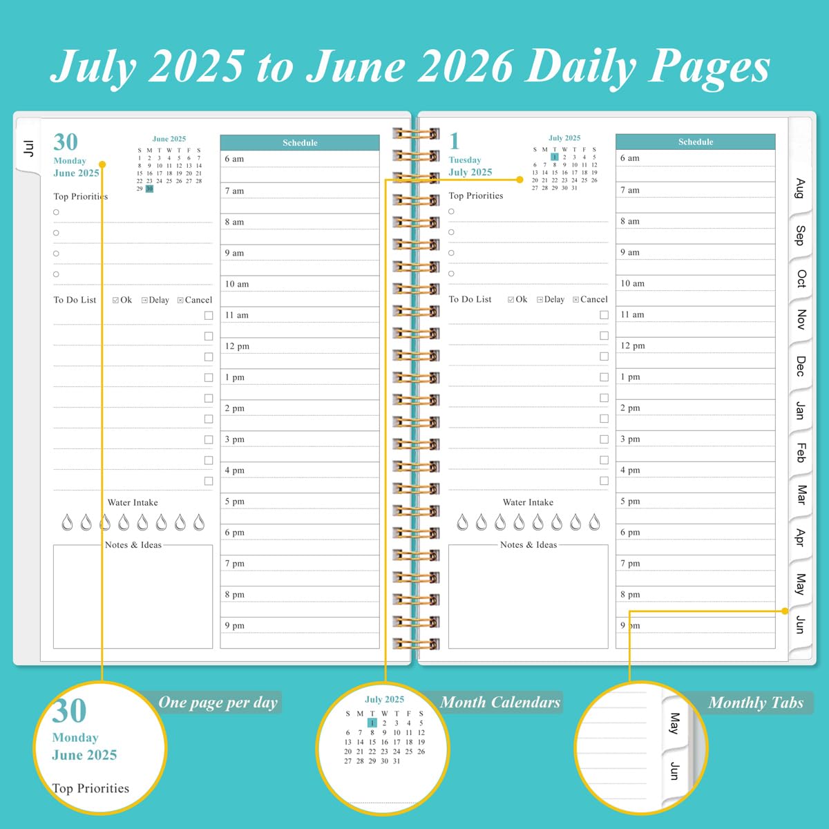 Snapklik.com : 2025-2026 Daily & Monthly Planner - One Page Per Day ...