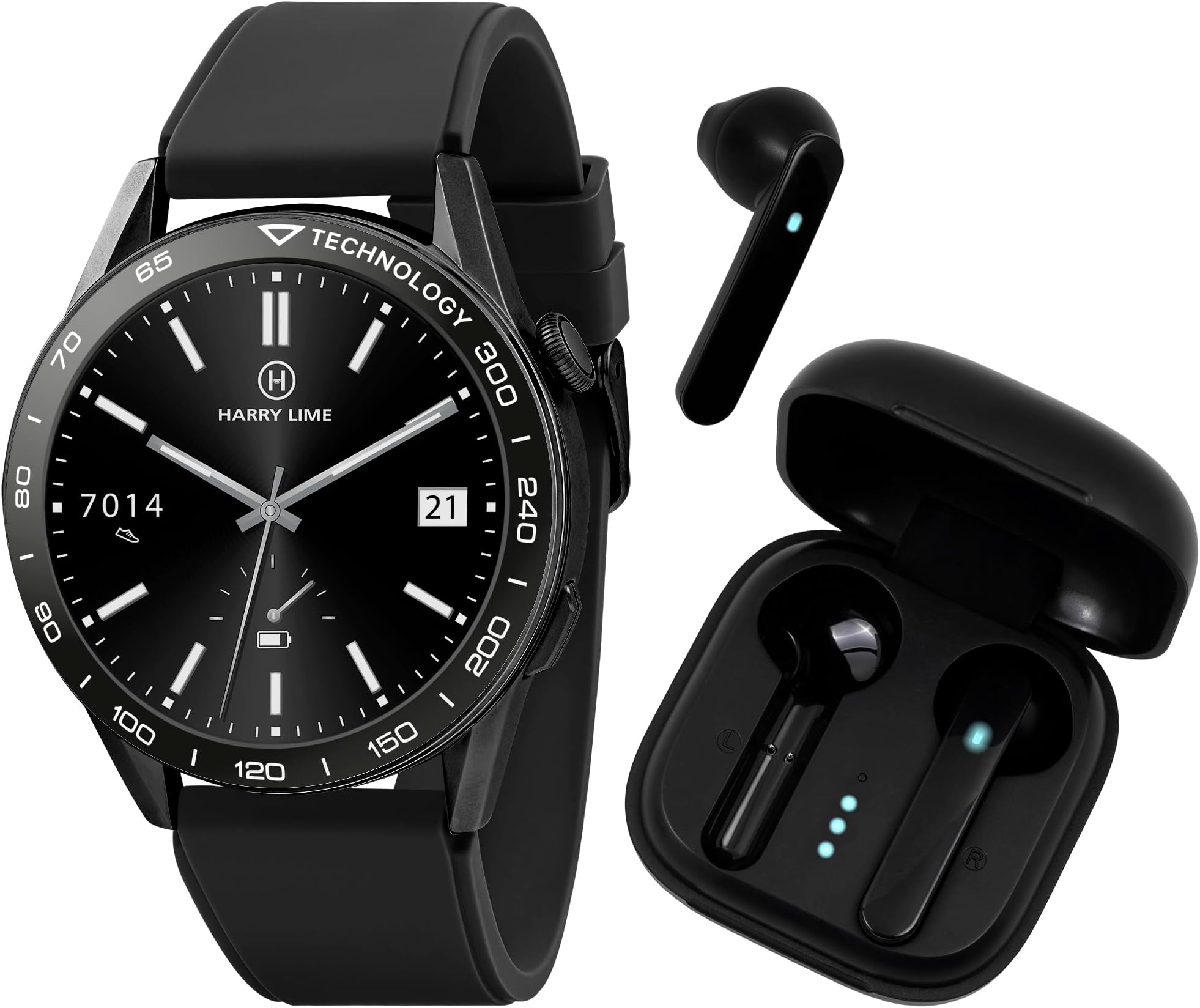 Harry Lime Series 27 Black Silicone Strap Smart Watch With Black True ...