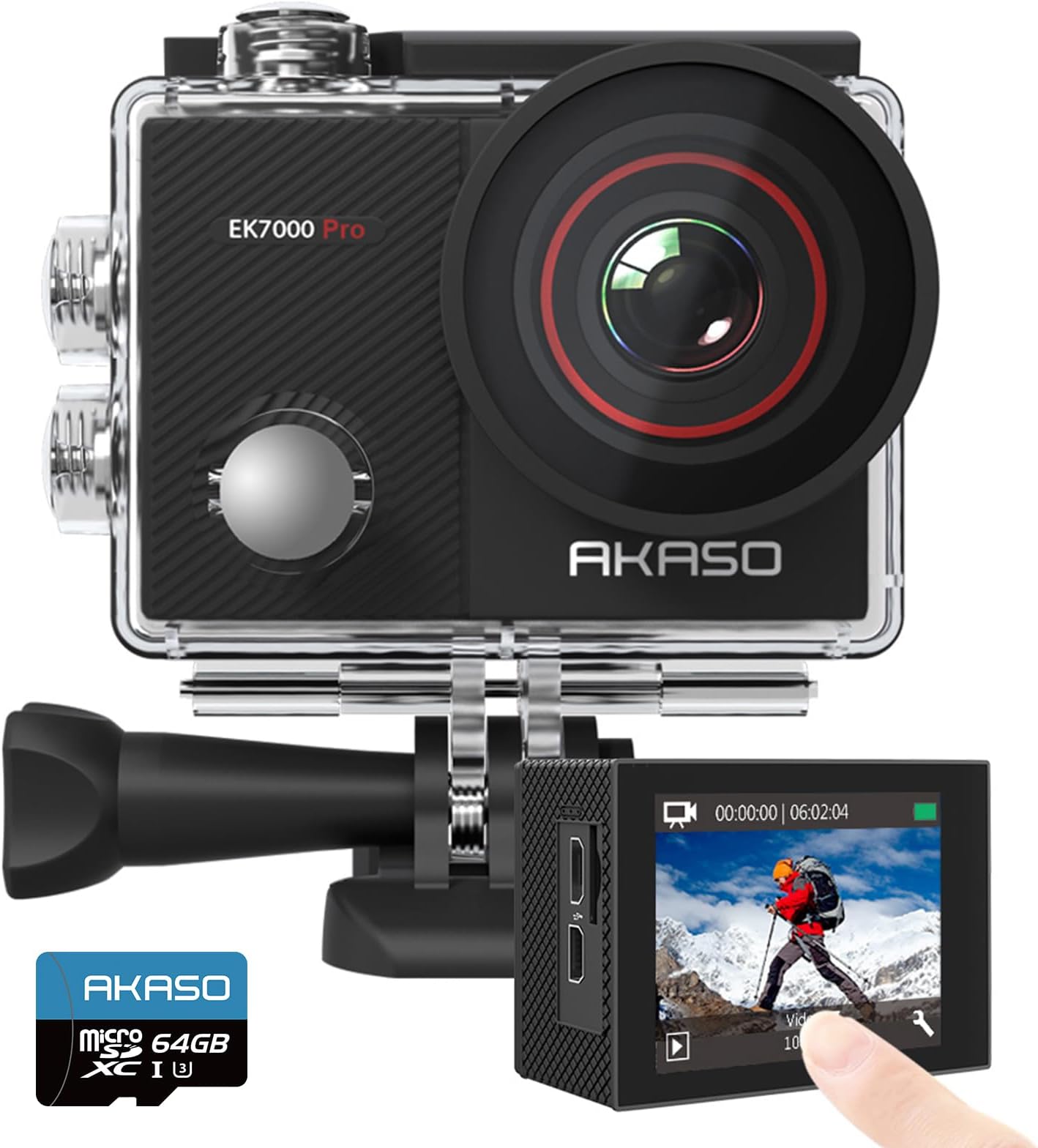 AKASO EK7000 Pro 4K Action Camera with 64GB microSDXC Memory Card ...