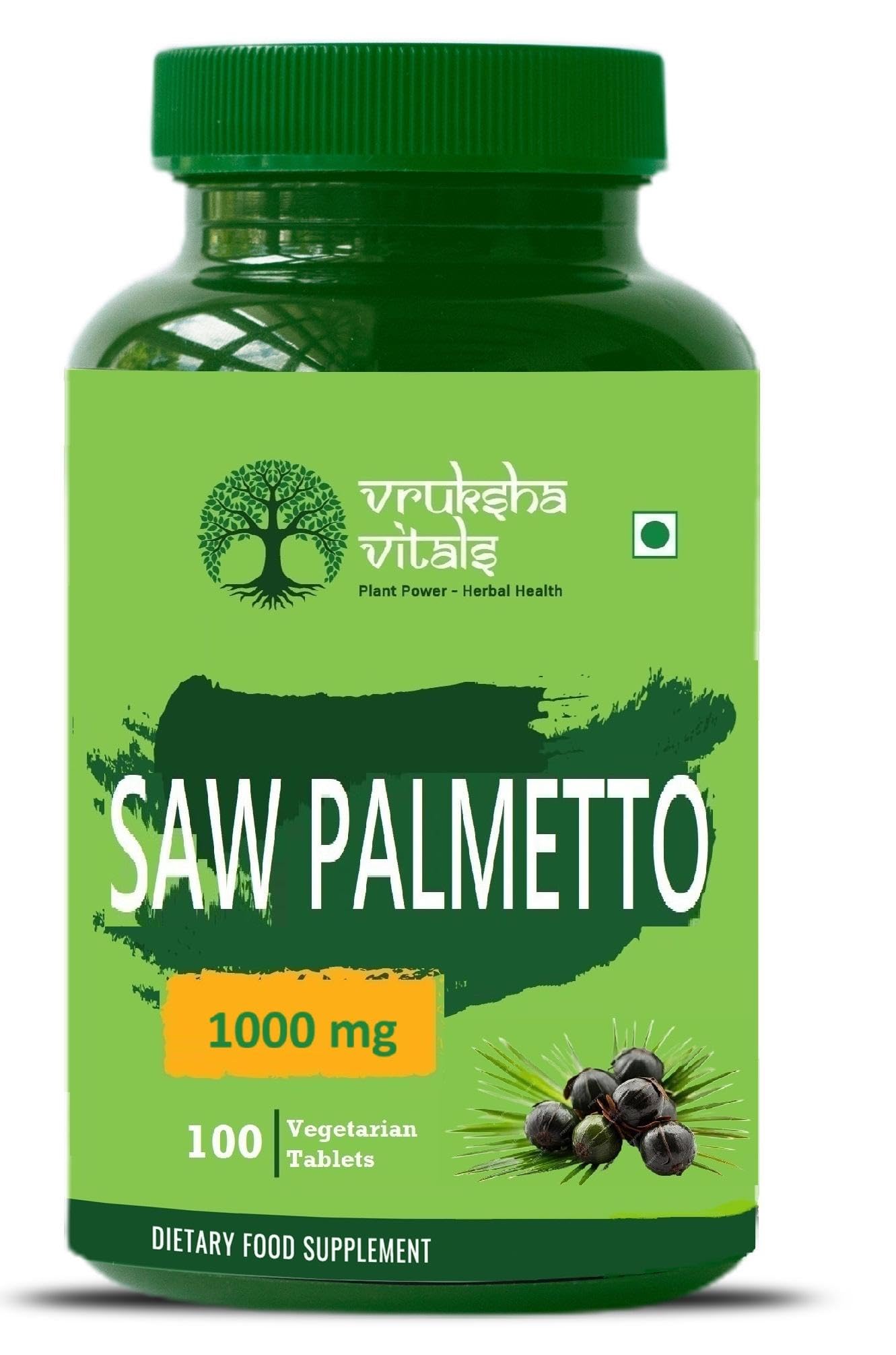 Vruksha Vitals Saw Palmetto Extract 1000 mg - 100 tablets/capsules ...