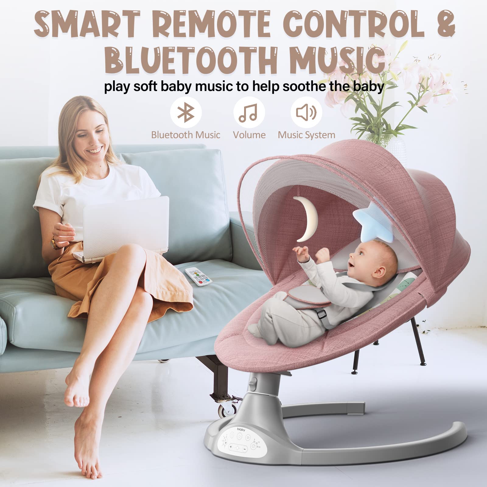 Bioby Baby Swing for Infants with 5 Natural Sway Speeds,Portable ...