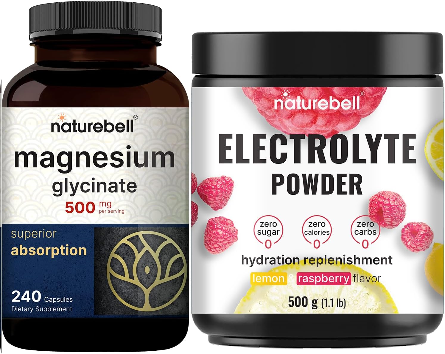 Amazon.com: NatureBell Magnesium Glycinate Capsules 500mg & Electrolyte Hydration Powder Bundle ...