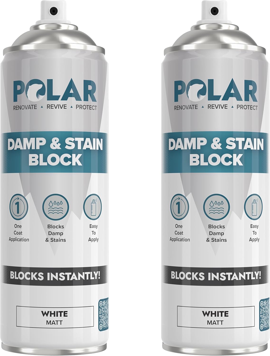 Polar Damp & Stain Block Spray | Matt White Spray Paint - 2 x 500ml ...