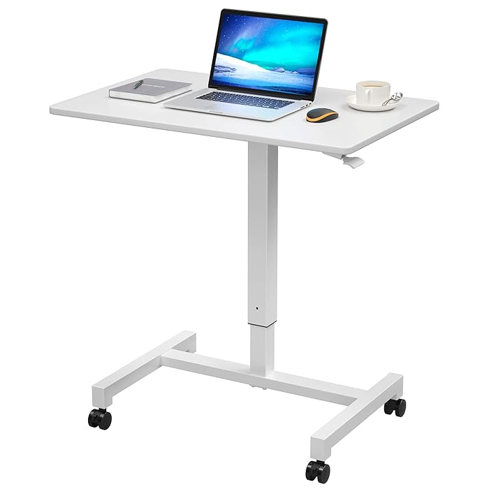 Costway Portable Standing Desk Cart Pneumatic Standing Desk Rolling ...