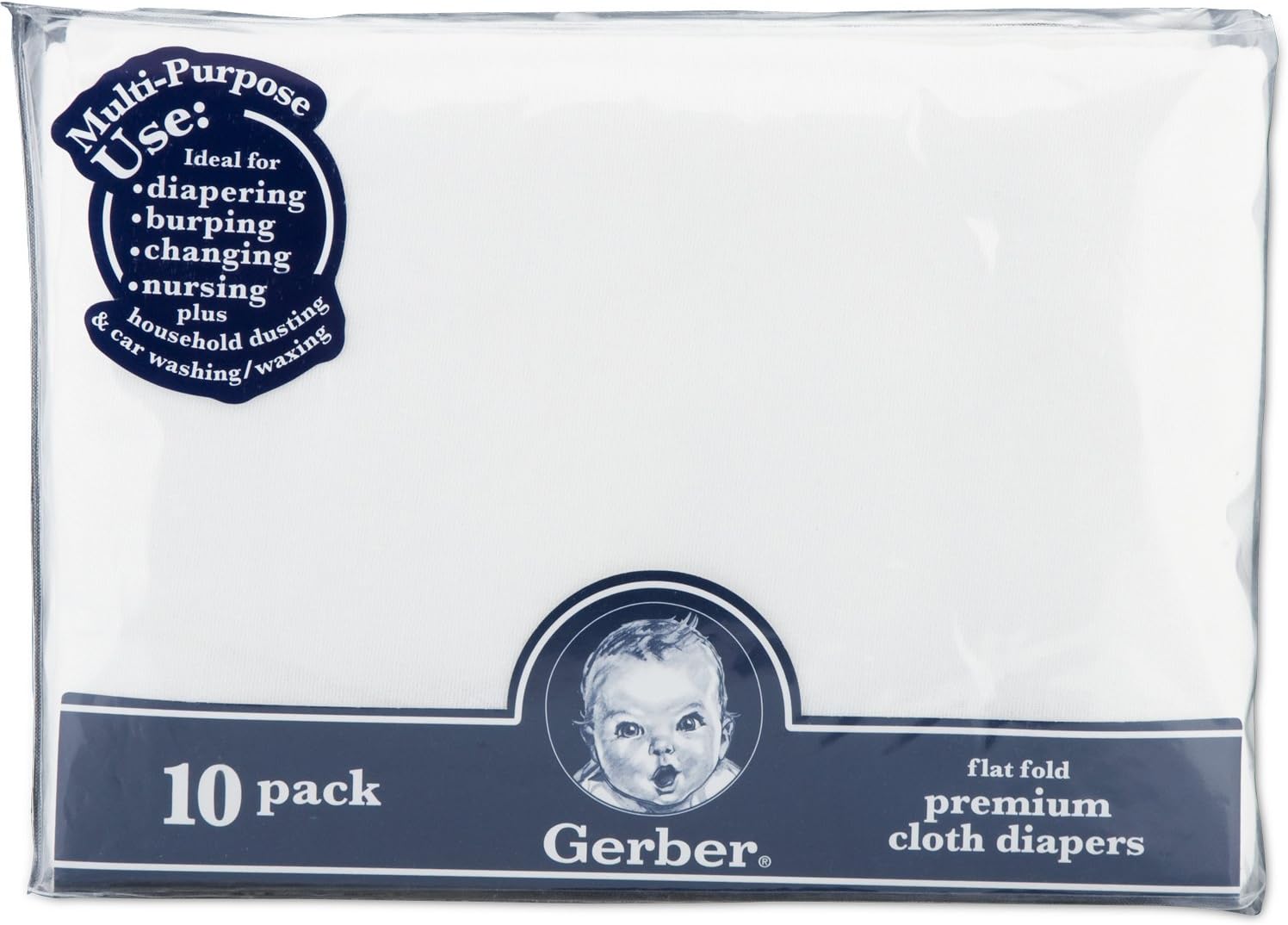 Amazon.com : Gerber 10 Count Flatfold Gauze Cloth Diapers, White ...