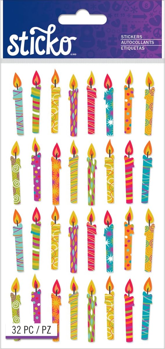 Amazon.com: Sticko Sticker Themed-Birthday Candle Repeats 52-01279 ...