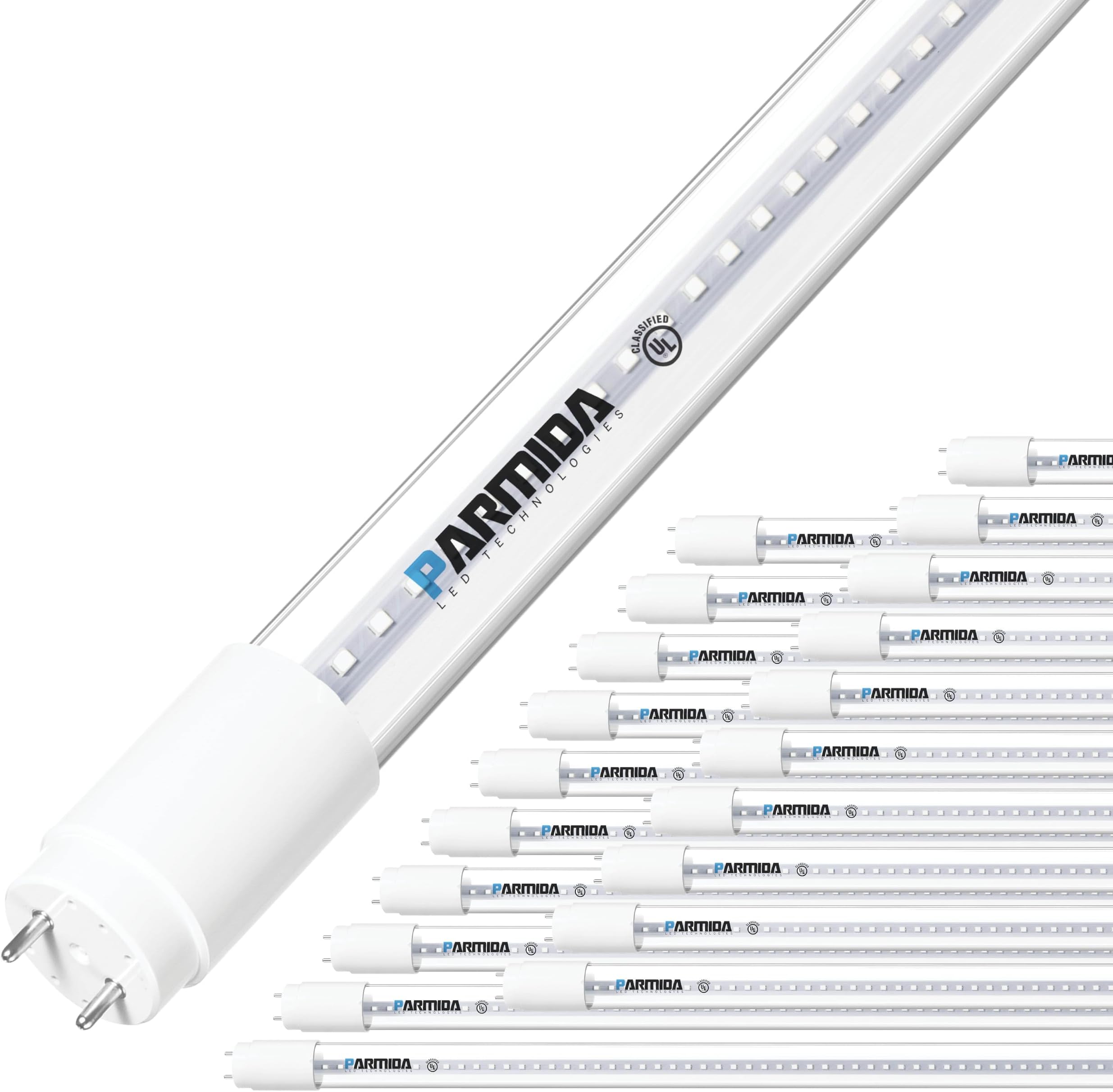 PARMIDA 20-Pack 4FT LED T8 Hybrid Type A+B Light Tube, 24W, Plug & Play ...