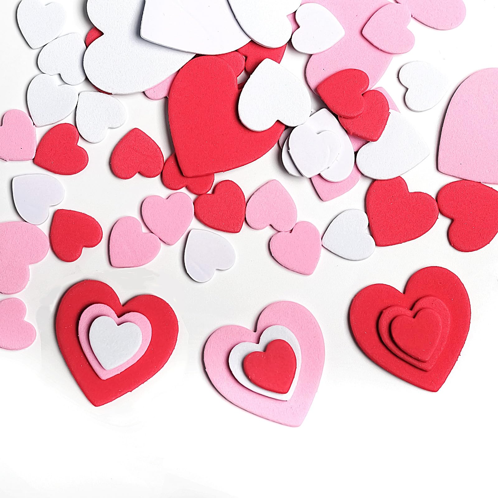 Amazon.com: 60PCS Heart Foam Stickers Valentine's Day Self Adhesive ...