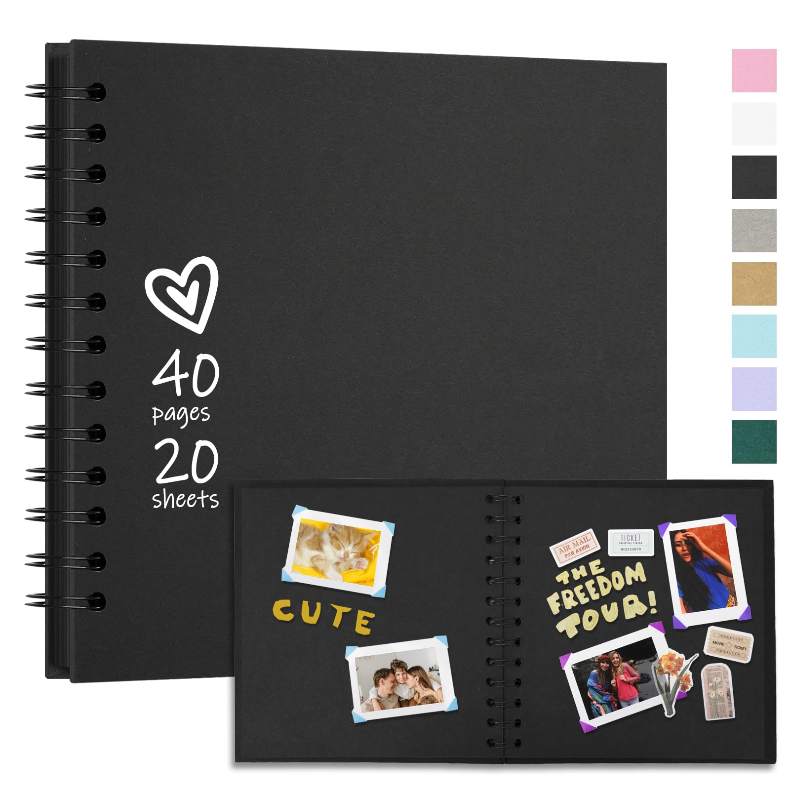 Vienrose 18 x 18 cm Scrapbook 40 Pages Photo Album, Hard Cover Kraft ...