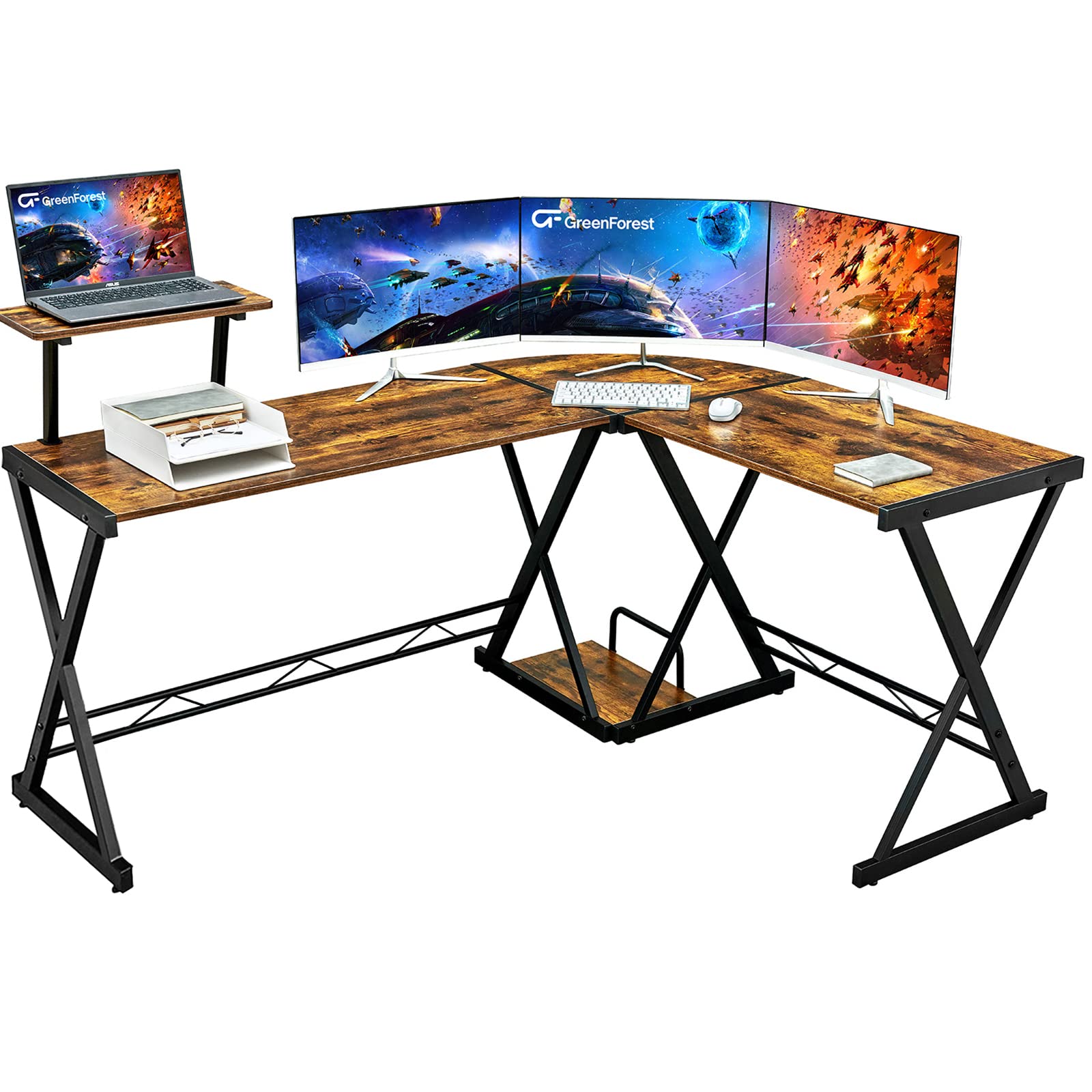 Buy GreenForest L Shaped Desk 64 inch Large Size Reversible Corner ...