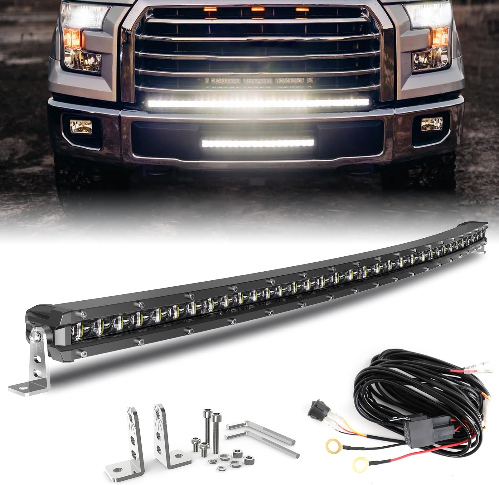 Amazon.com: Rough Country 30" Curved Chrome Series Single Row CREE LED ...