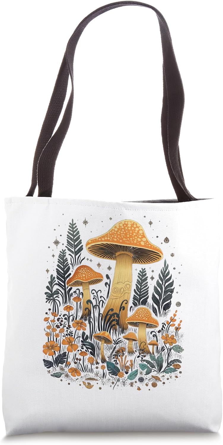 Amazon.com: cottagecore aesthetic golden mushroom goblincore moon Tote ...