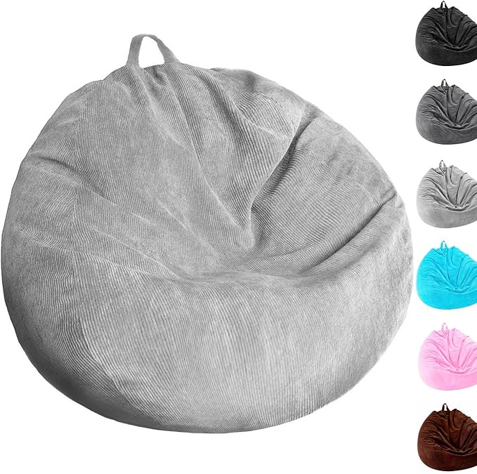 Amazon.com: Bean Bag Chair Cover (No Filler) Stuffed Animal Storage ...