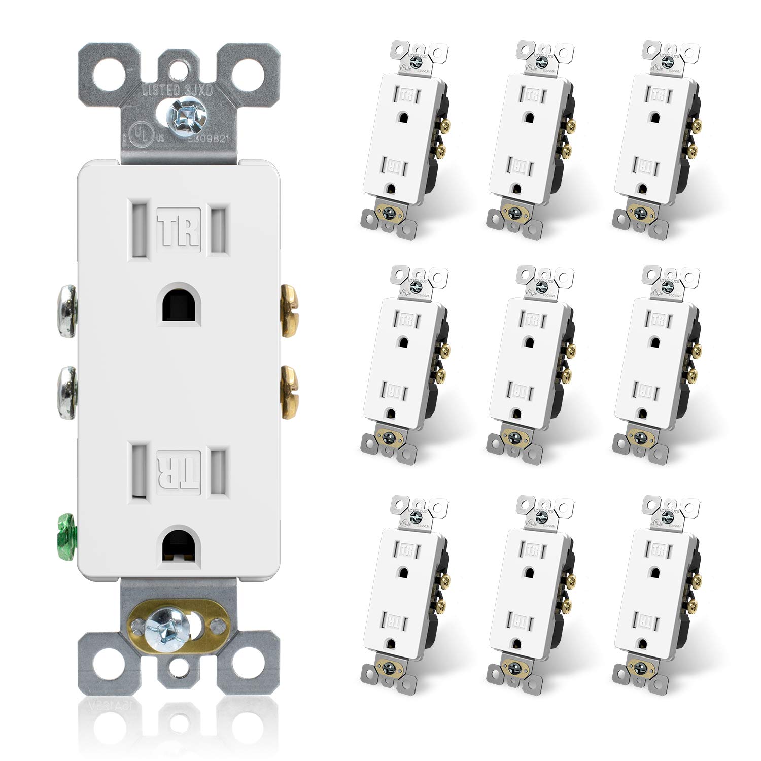 Buy ELEGRP Decora Outlet Tamper Resistant Outlet 15 Amp Outlet White ...