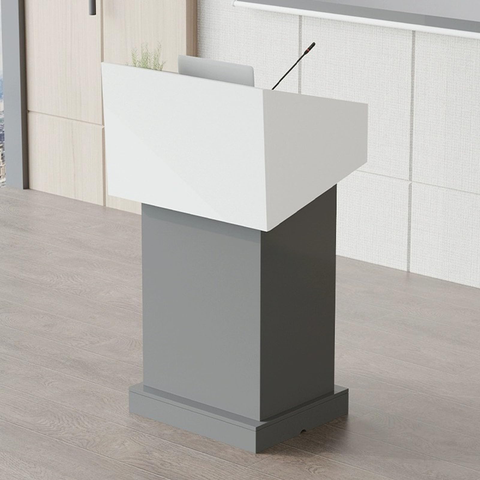 Amazon.com: Wooden Podium Stand With Wheels，modern Floor Standing ...