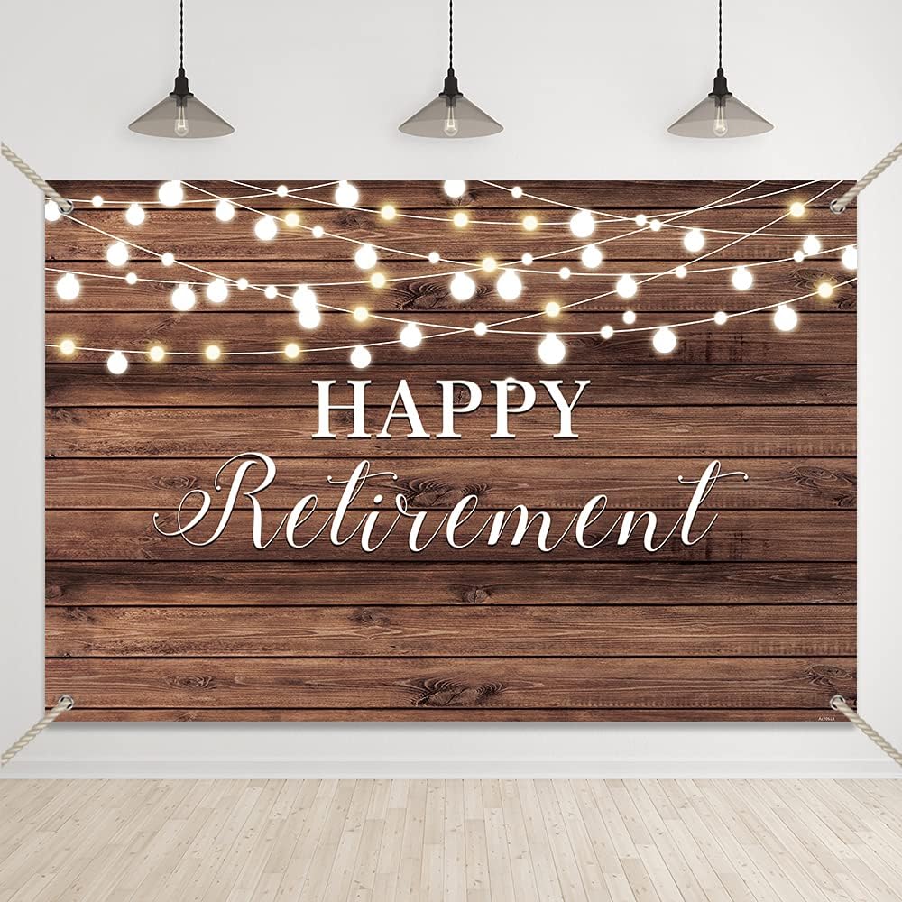 Amazon.com : Bellimas Rustic Wood Happy Retirement Backdrop Lights ...