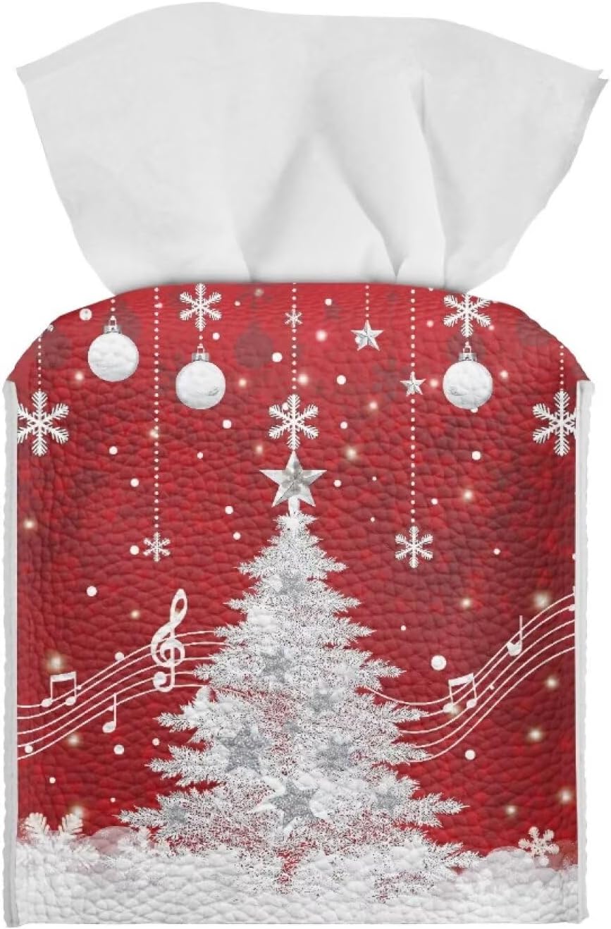 Amazon.com: Jnoscergon Christmas Tree Tissue Box Cover 5x5x5'' PU ...