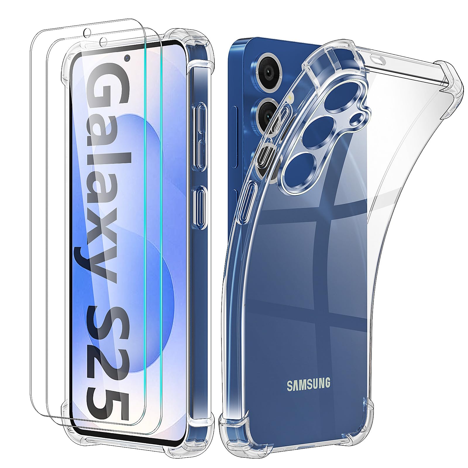 Amazon.com: Jasmease for Samsung Galaxy S25 Case with Screen Protector ...