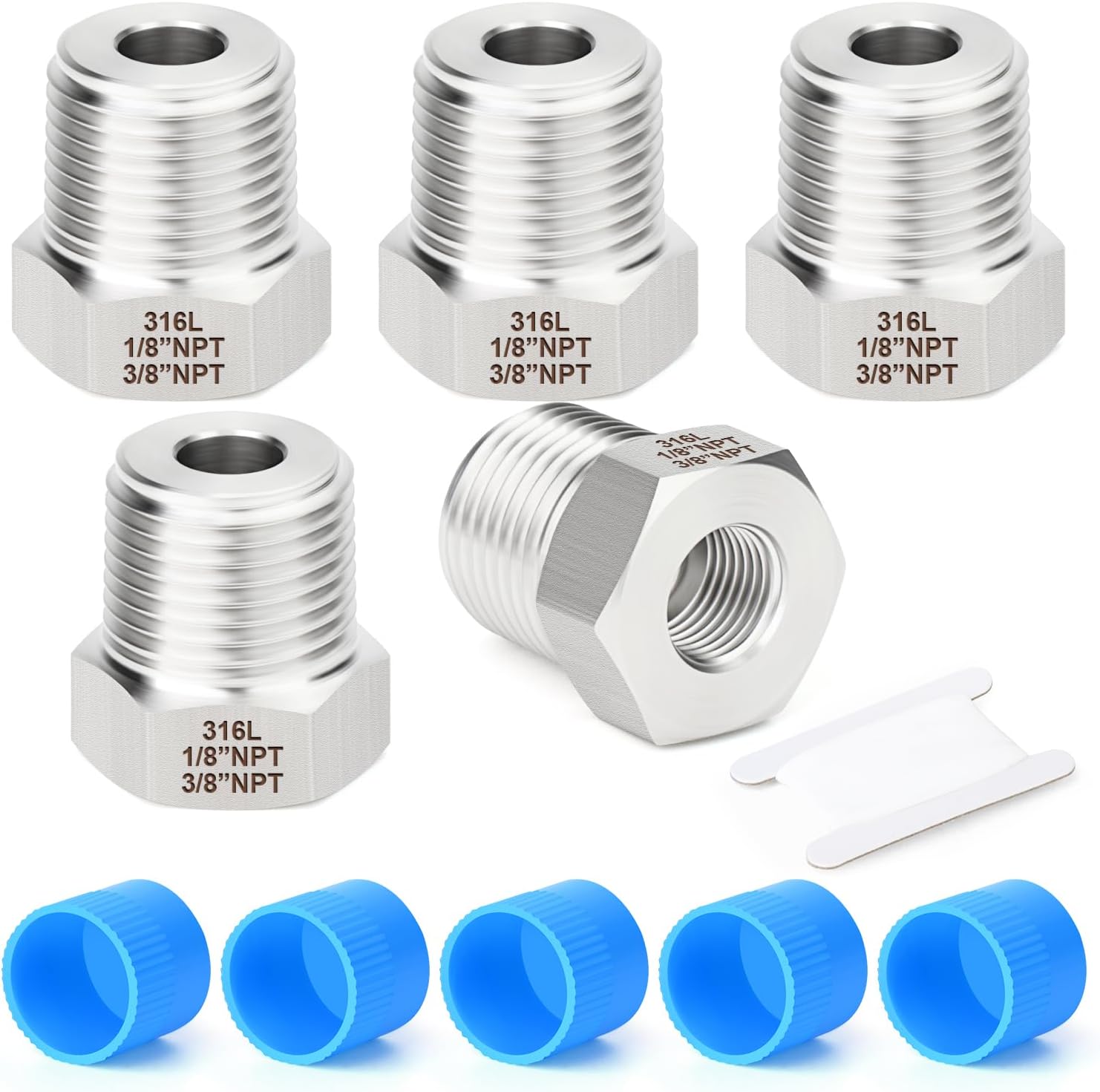 (Pack of 10) EFIED Brass Reducer Hex Bushing 1/2" NPT Male x 1/4" NPT ...