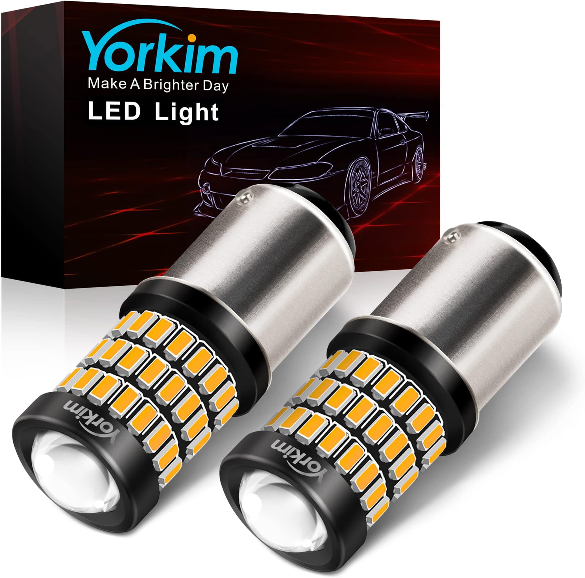 Amazon.com: Yorkim Super Bright 1157 LED Bulbs Amber, 9-30V 1157 2057 ...