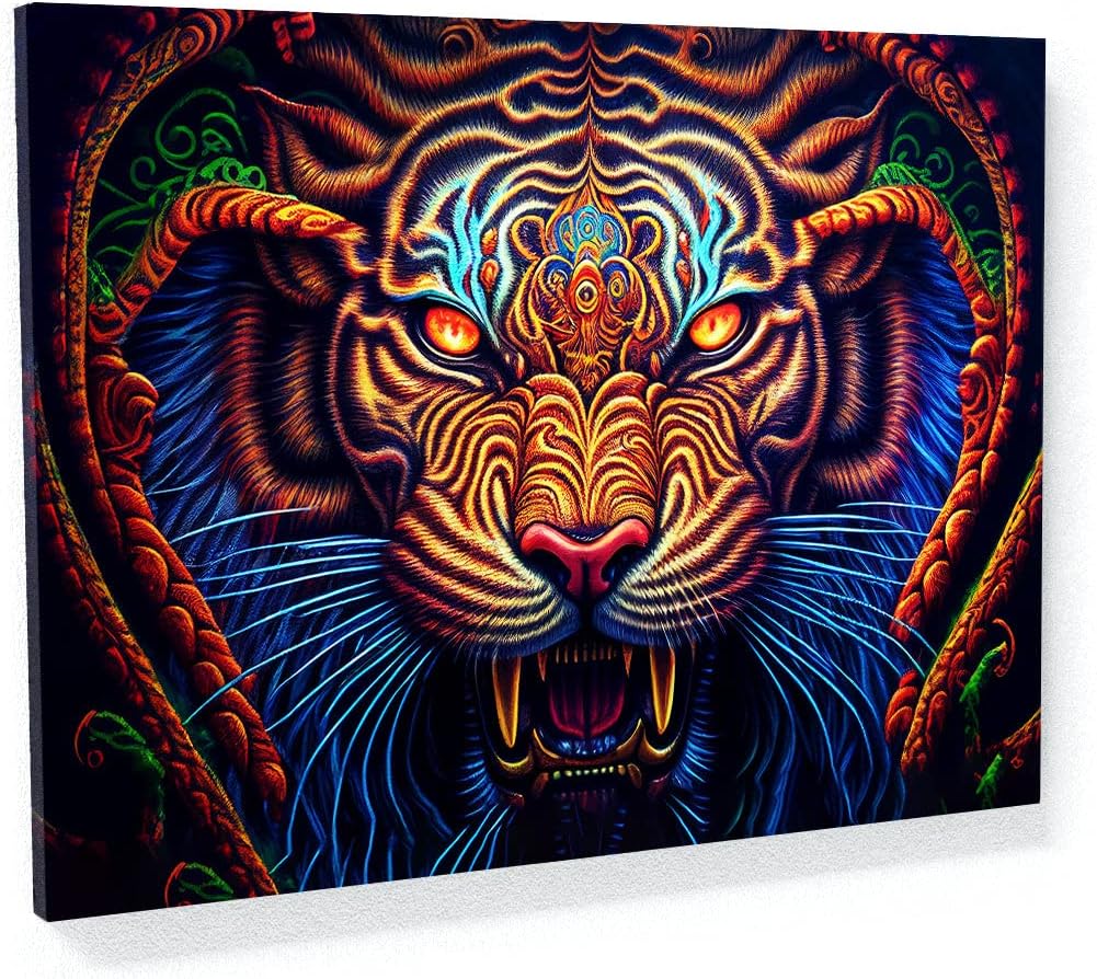 Amazon.com: Sense Canvas Dmt Trippy Spiritual Tiger 30 Canvas Art ...