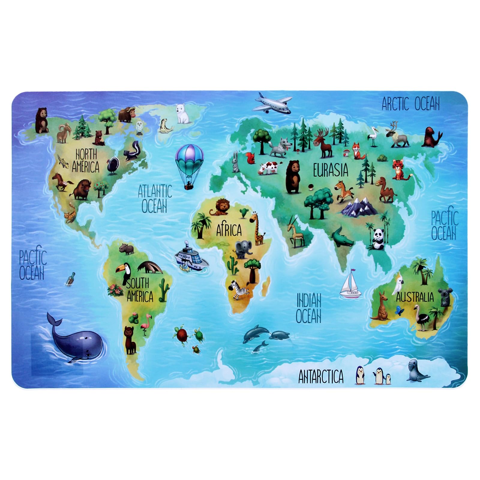 World Map Educational Placemat Countries Continents Oceans Kids World