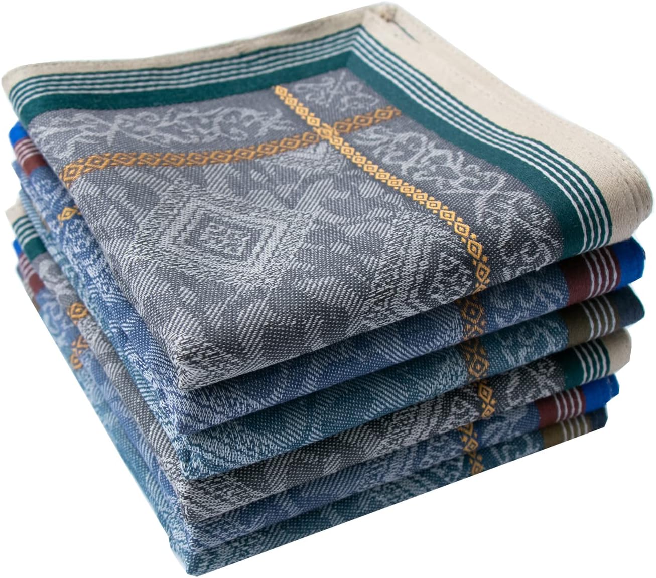 Mens Soft Cotton Handkerchiefs Old-fashioned Jacquard Pattern Assorted ...