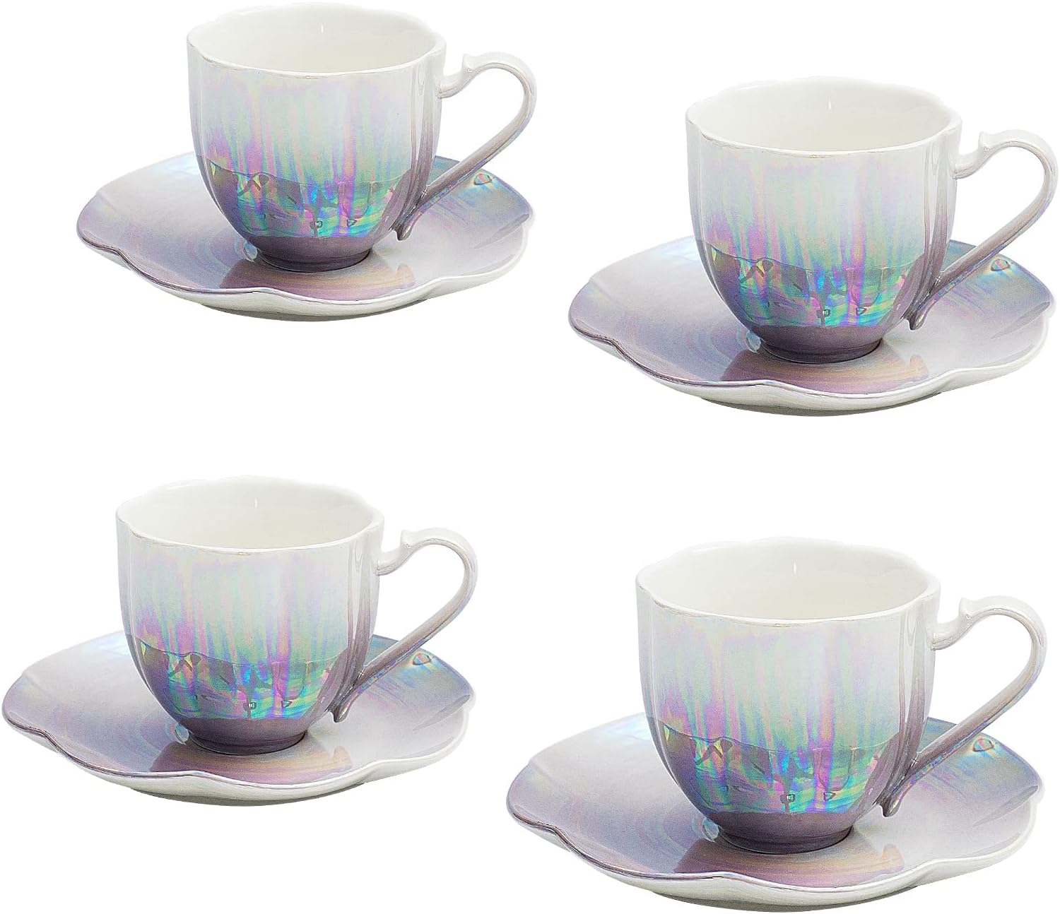 Amazon.com | Agyiuns tea cup set ceramic tea cups and saucers set of 4 ...