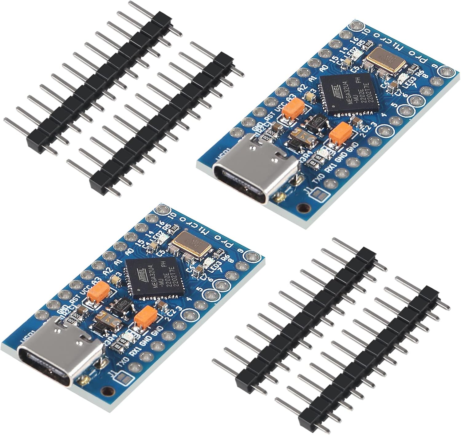 Amazon.com: AITRIP 2PCS Pro Micro ATmega32U4 5V 16MHz Type-C ...