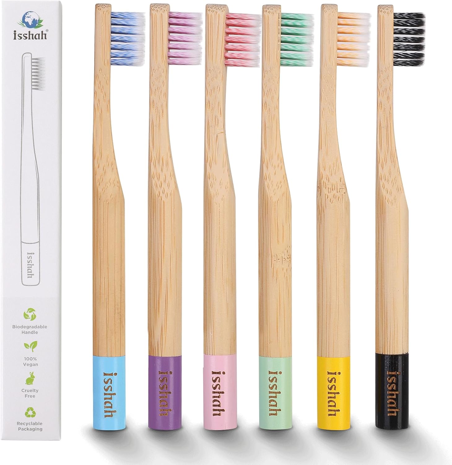 Amazon.com : Isshah Kids Bamboo Toothbrushes Biodegradable Handle BPA ...