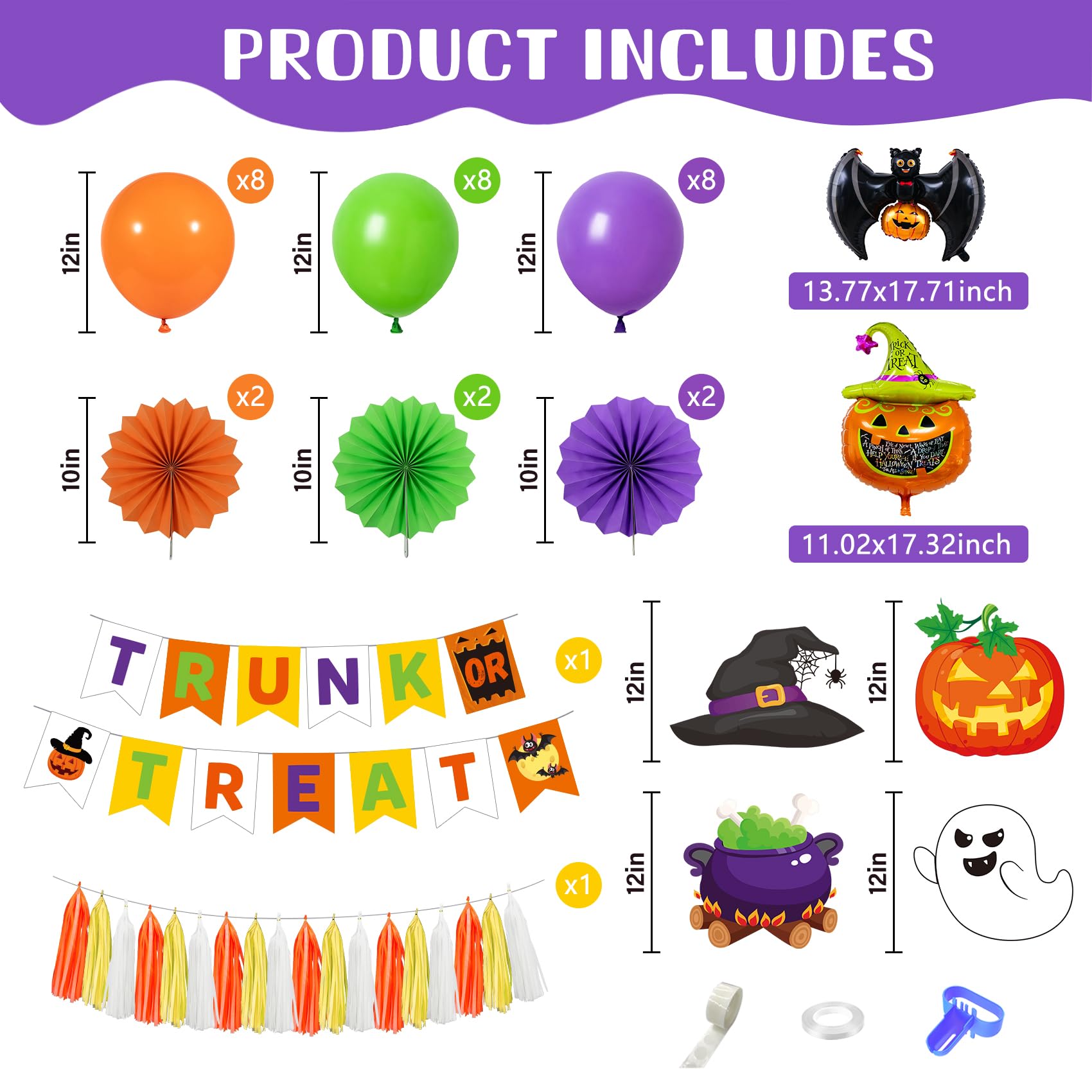 Trunk Or Treat Car Decorations Kit 46Pcs Halloween Trunk Or Treat ...