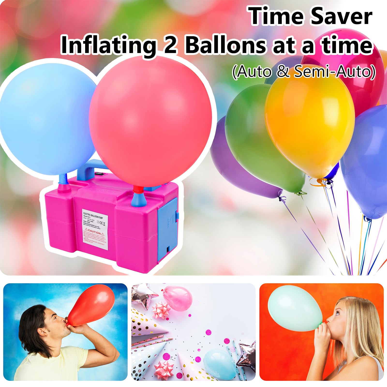 Snapklik.com : Electric Air Balloon Pump, Portable Dual Nozzle Electric ...