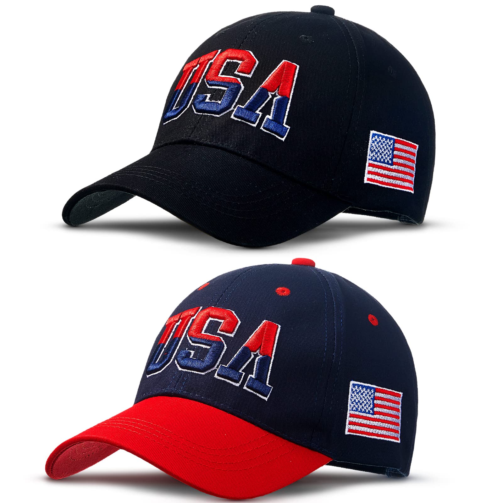 Snapklik.com : 2 Pieces Patriotic Baseball Cap Adjustable Cotton Dad ...