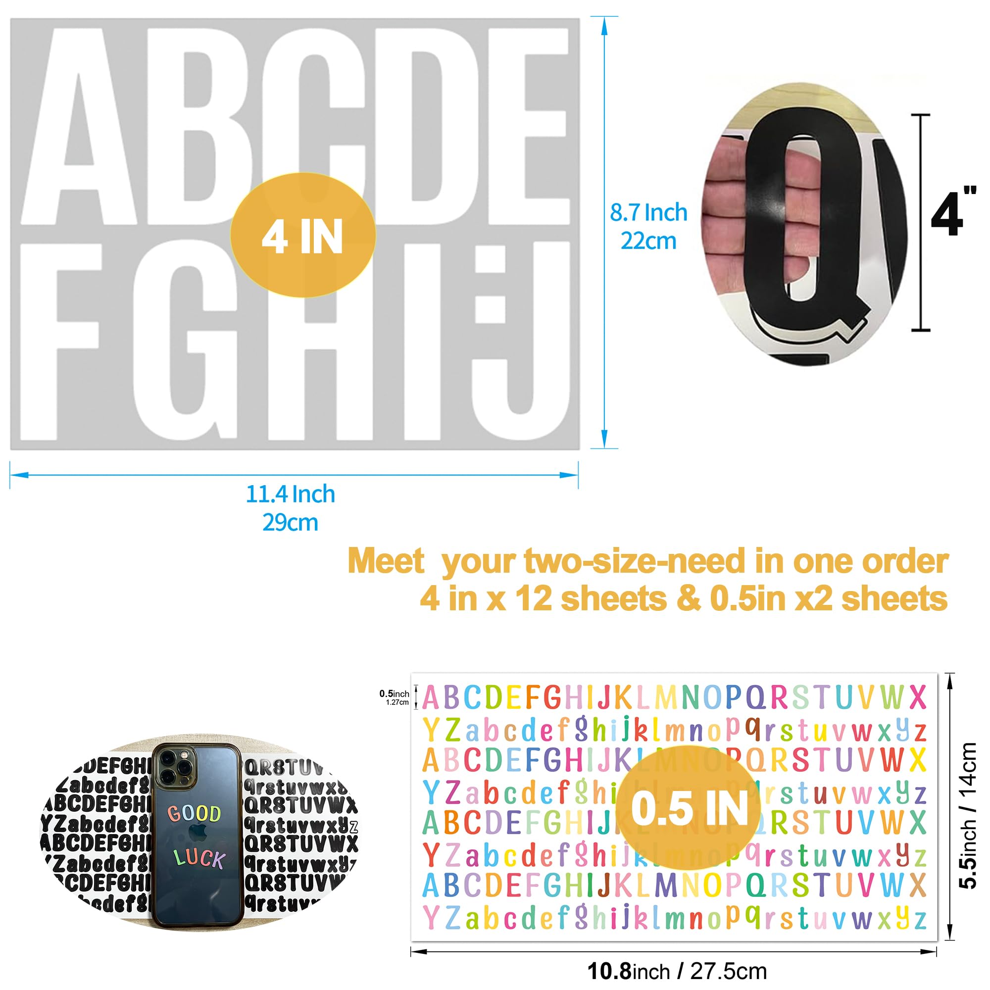 Snapklik.com : 4 Inch Large Vinyl Letter Stickers 14 Sheets Alphabet ...