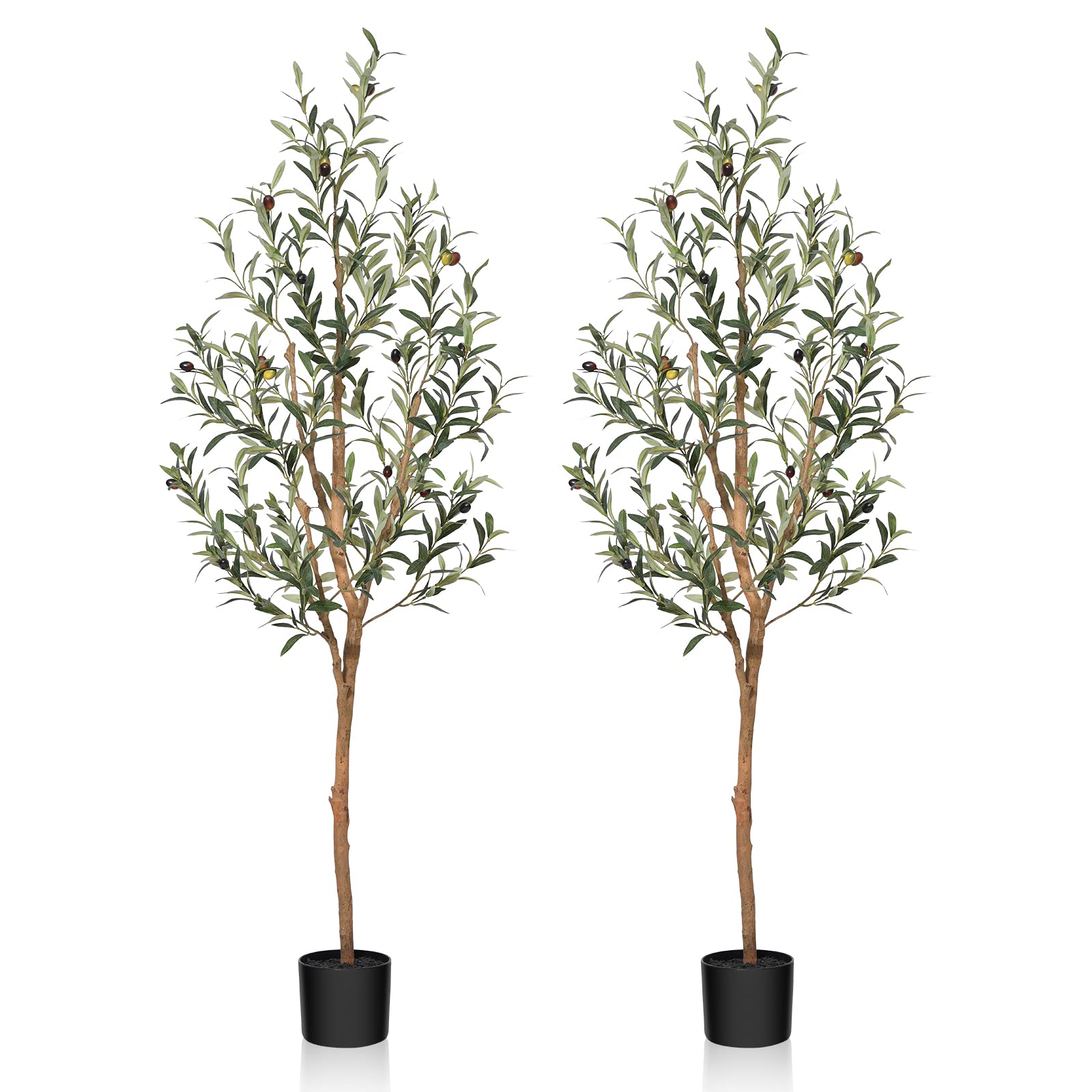 SOGUYI Artificial Olive Tree, 5FT Tall Faux Silk Plant with Natural ...