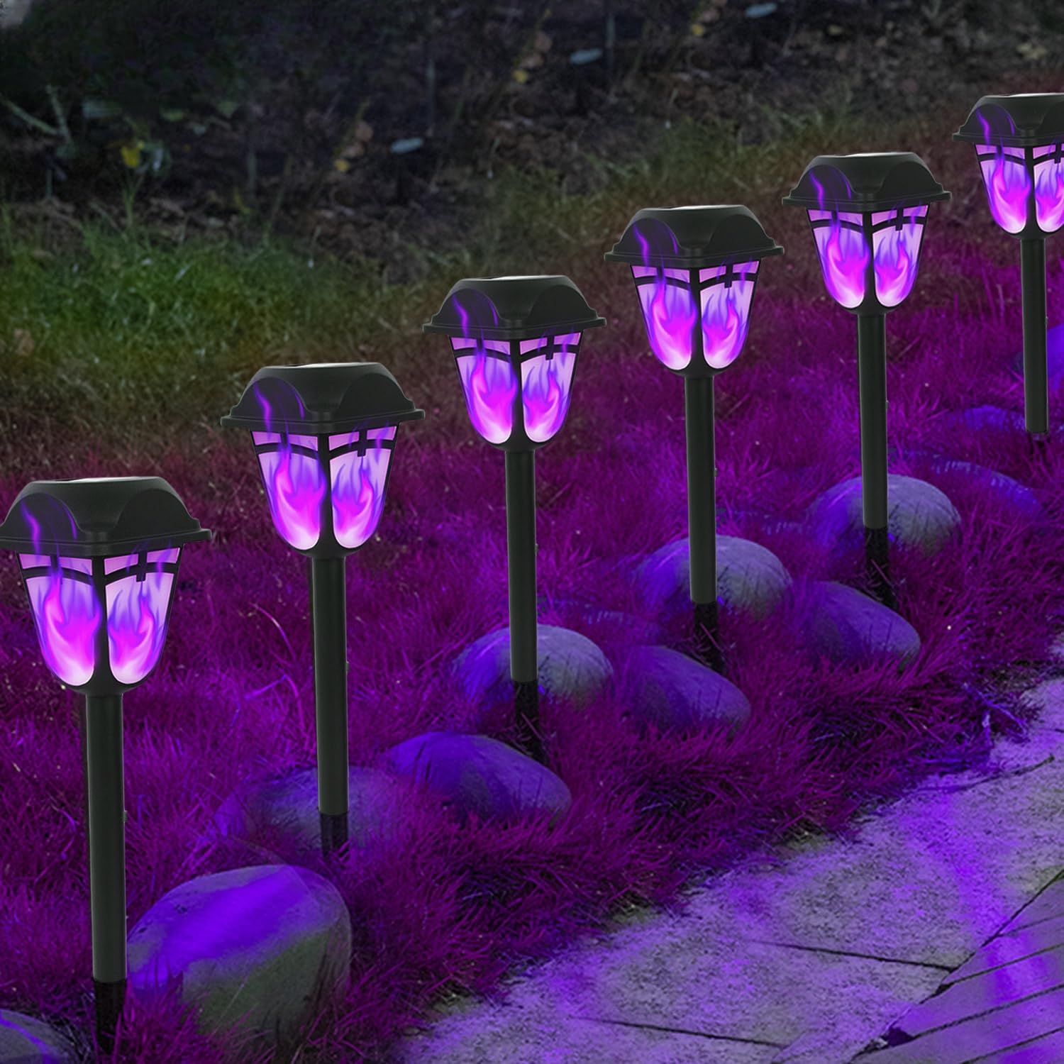 Snapklik.com : Solar Purple Flame Torch Lights, 9 Pack Outdoor ...