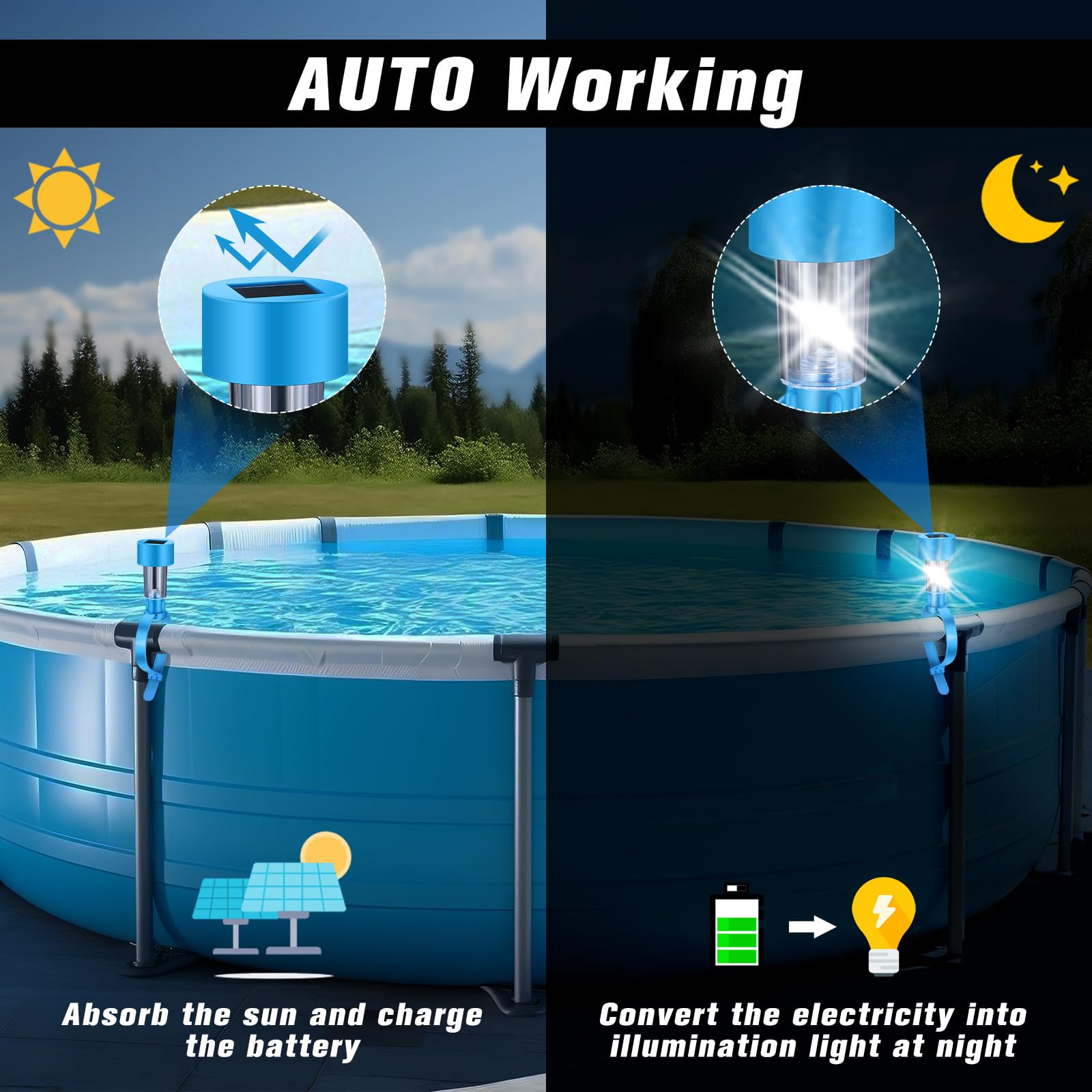 Snapklik.com : Tujoe 12 Pcs Pool Waterproof Solar Lights For Above ...