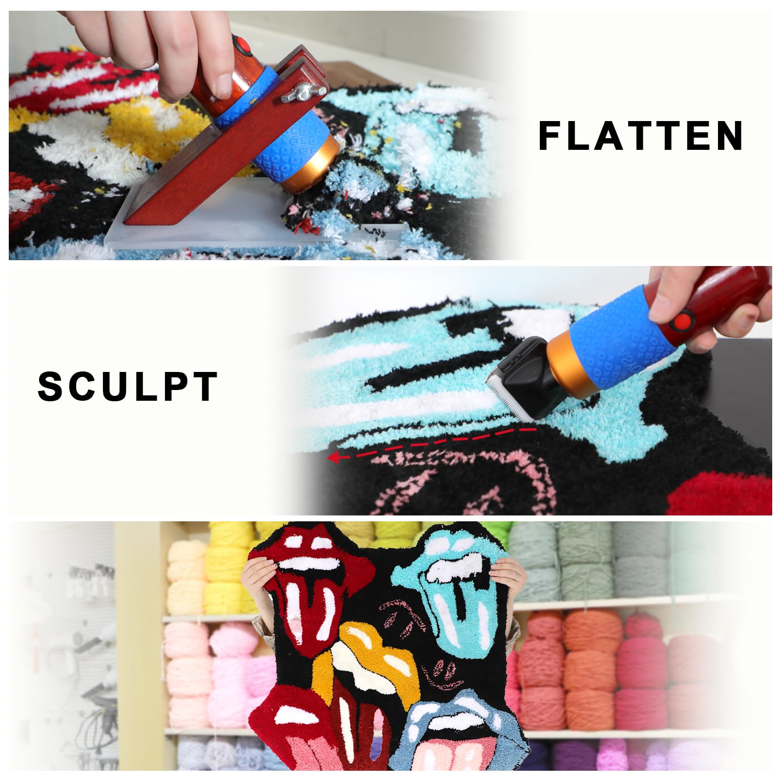 Carpet Tufting Starter Set Kerty 2-in-1 Tufting Gun Kit With Carpet ...