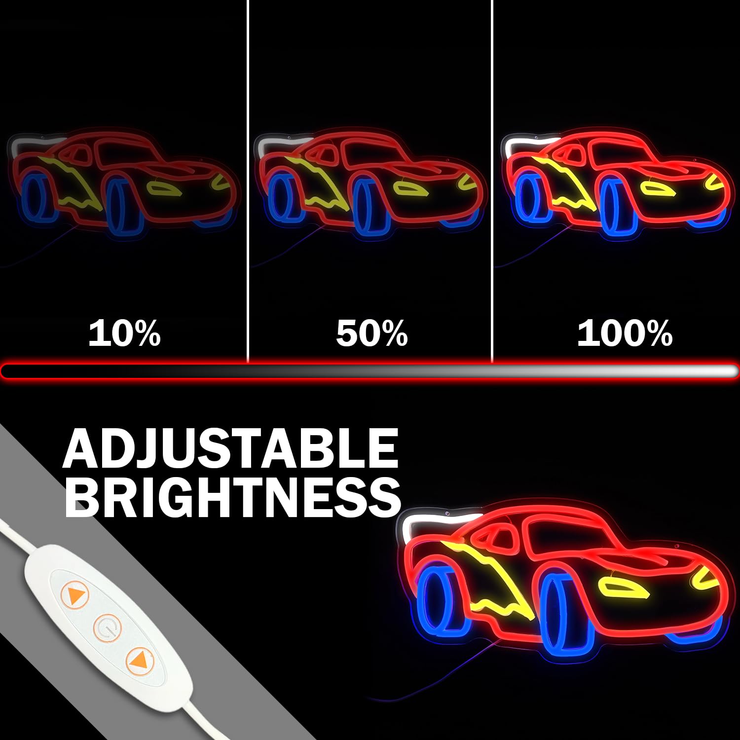 Race Cars With Neon Lights Blue Sport Car LED Neon Sign Light Pop Art