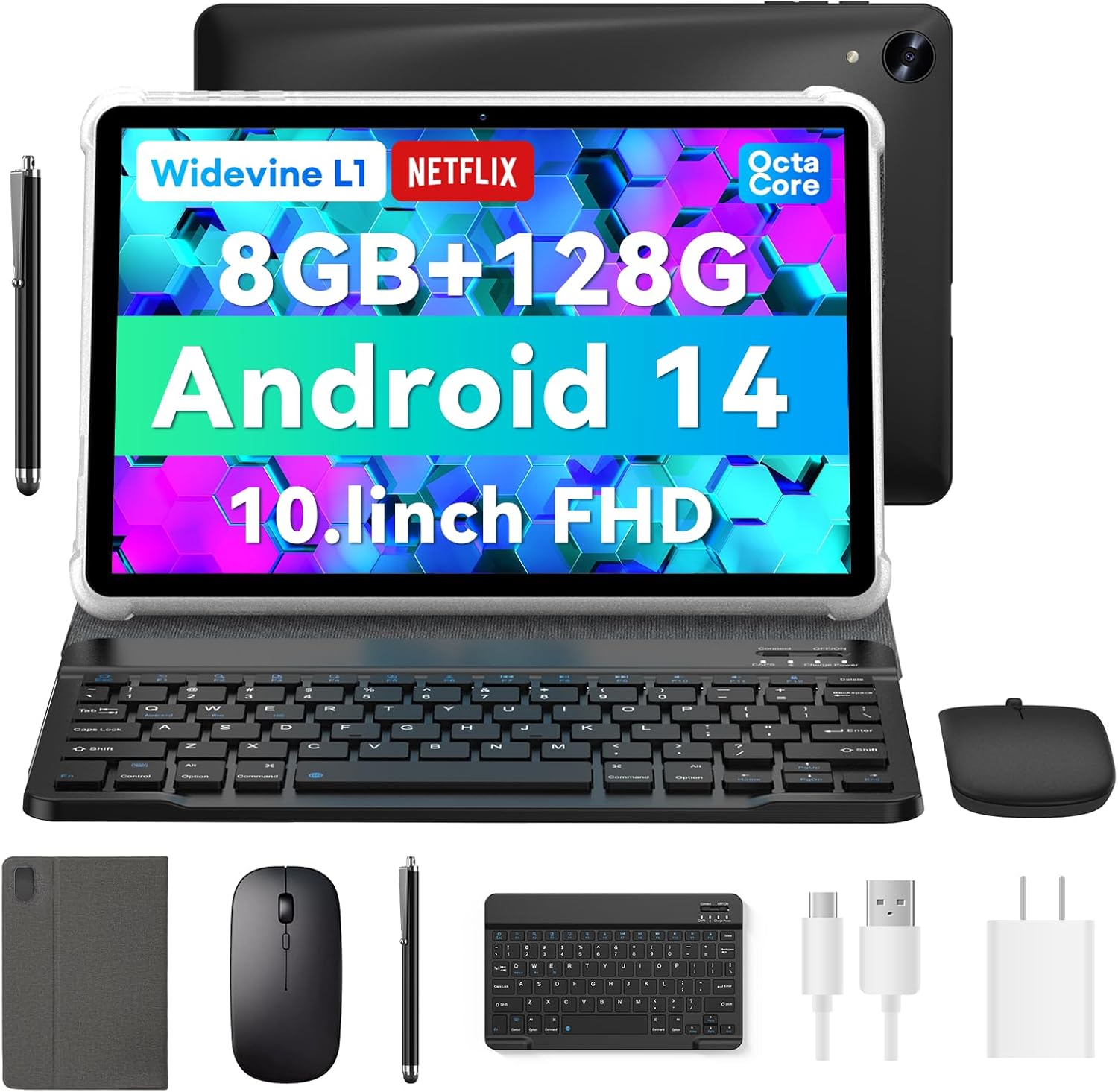 Android 14 Tablet with Keyboard, Headwolf WPad5 Tablet 10 inch with ...