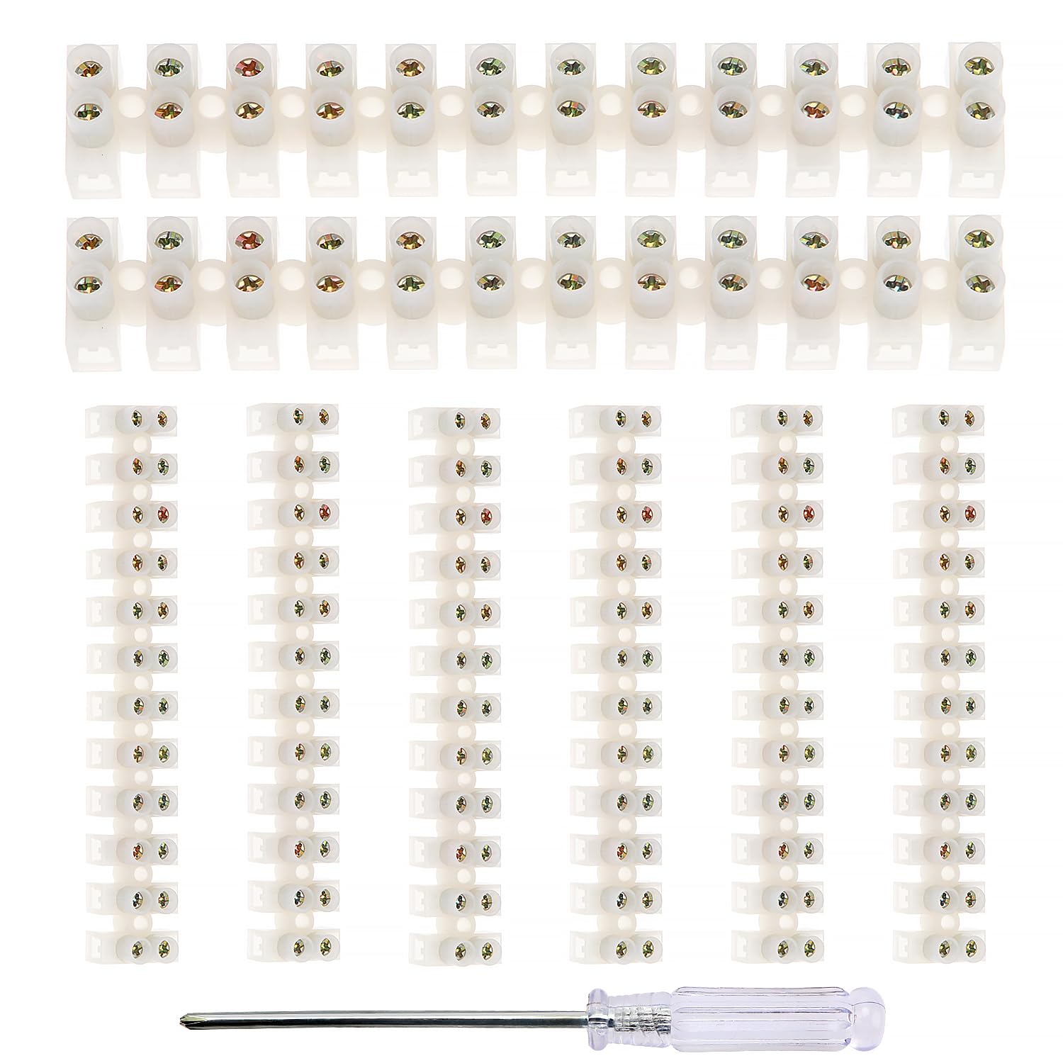 YIXISI 8 PCS 10A Terminal Block Strip, Dual Rows Terminal Block, 12 Way ...