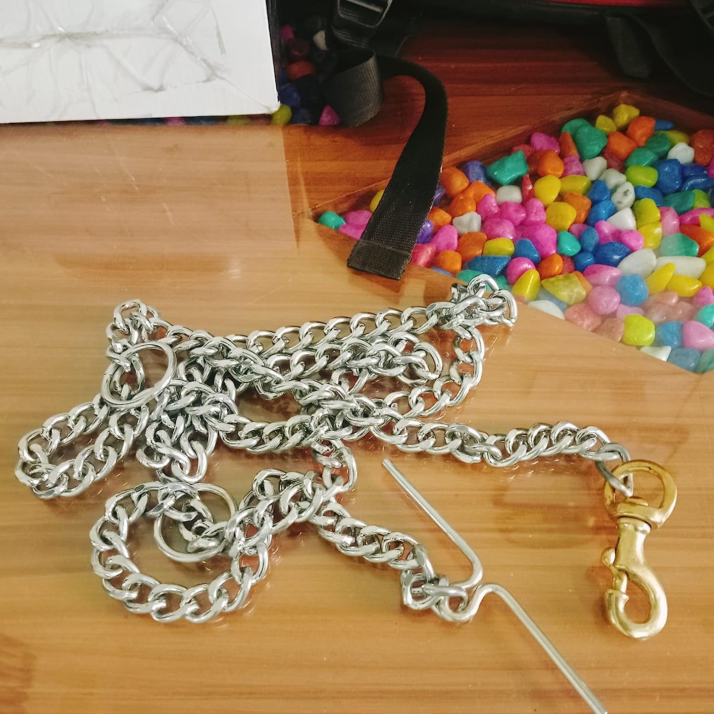 JAPIN Silver Metal Diamond Cut Heavy Duty Dog Chain with Brass Hook for ...