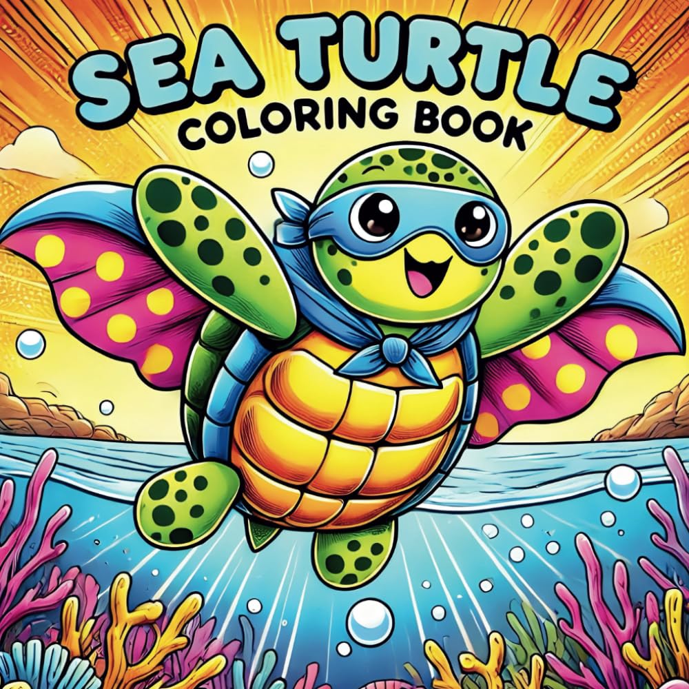 Sea Turtle Coloring Book|: 50 Fun Facts About Sea Turtles with Exciting ...