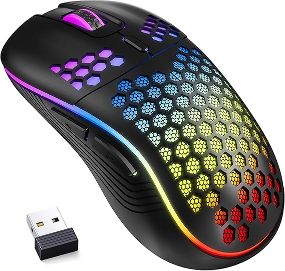 Amazon.com: MELOGAGA Wireless Gaming Mouse Honeycomb 2.4G USB Cordless ...