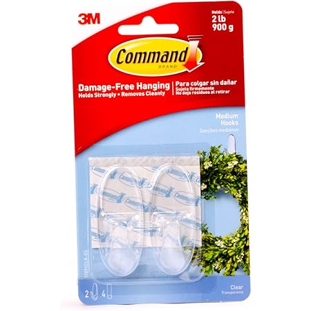 Command Medium Hooks, Clear, 2-Hook : Amazon.co.uk: Home & Kitchen